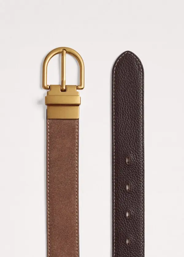 ME+EM Reversible Belt With Round Buckle - Hazelnut/dark Chocolate