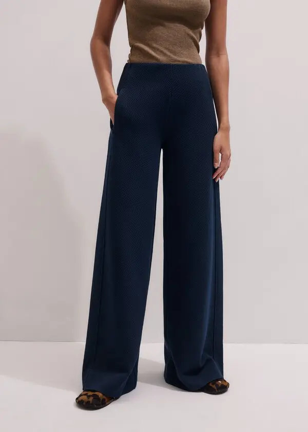 ME+EM Cable Jacquard Wide-leg Trousers - Navy