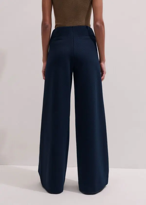 ME+EM Cable Jacquard Wide-leg Trousers - Navy