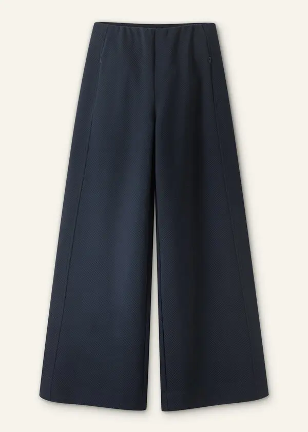 ME+EM Cable Jacquard Wide-leg Trousers - Navy