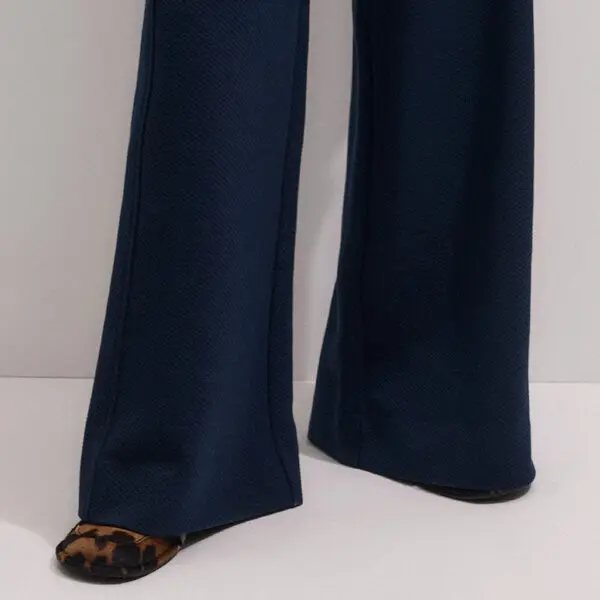 ME+EM Cable Jacquard Wide-leg Trousers - Navy