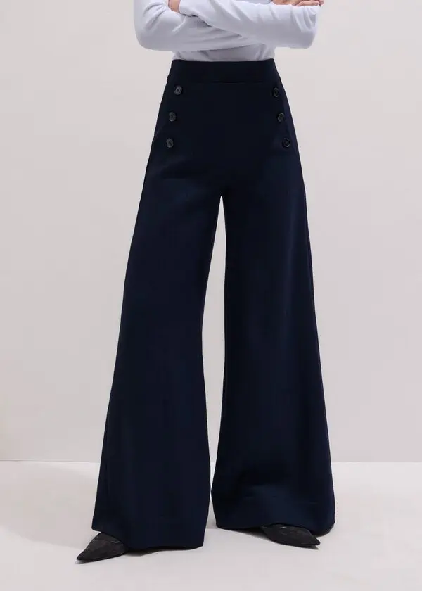 ME+EM Button Front Wide-leg Trousers