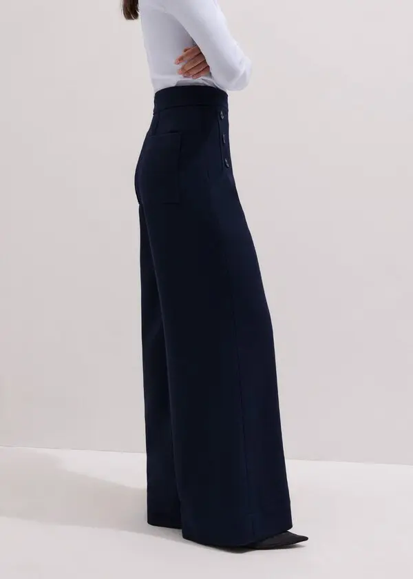ME+EM Button Front Wide-leg Trousers