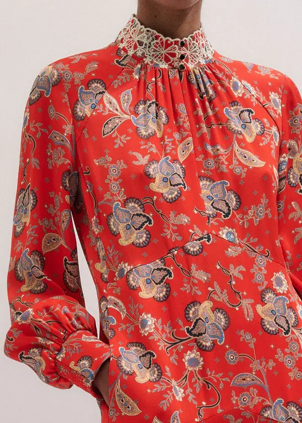 ME+EM Fit & Flare Paisley Print Maxi Dress