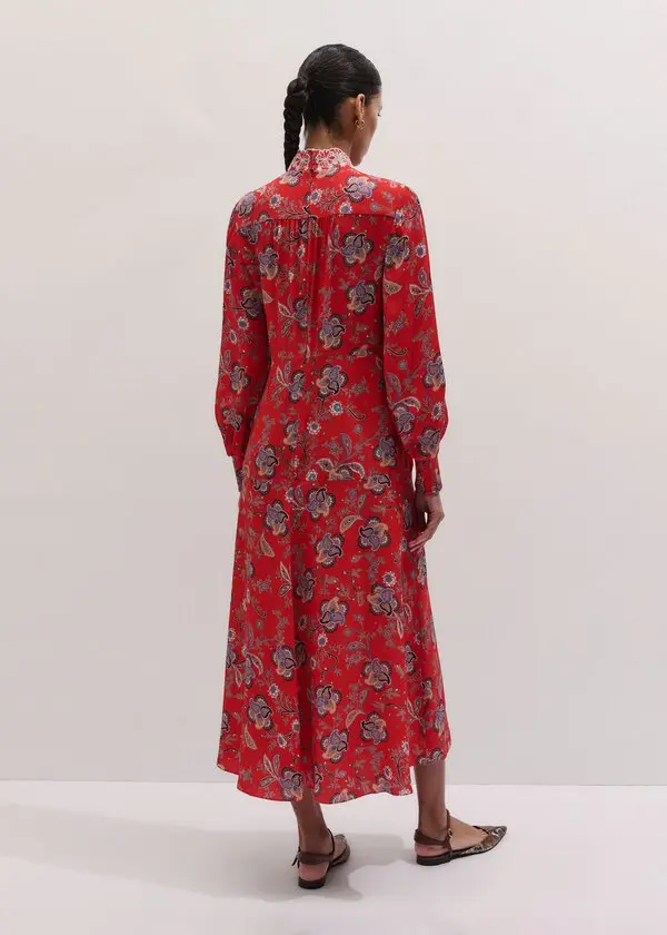 ME+EM Fit & Flare Paisley Print Maxi Dress