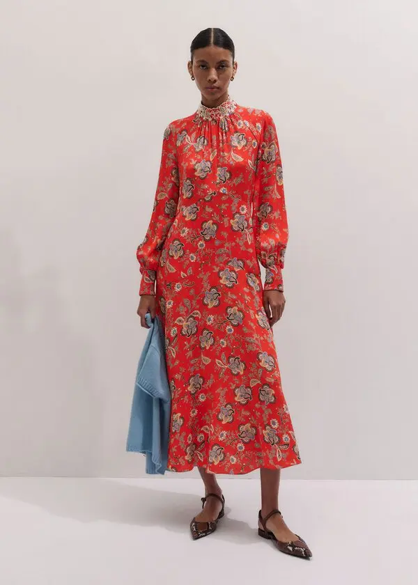 ME+EM Fit & Flare Paisley Print Maxi Dress
