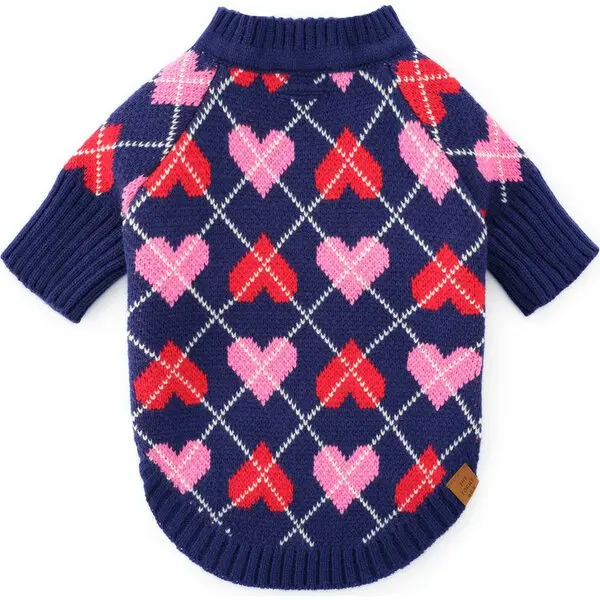 THE FOGGY DOG Heart Knit Dog Sweater - Navy