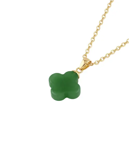 SEREE Clover Jade Pendant Necklace