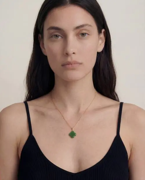 SEREE Clover Jade Pendant Necklace