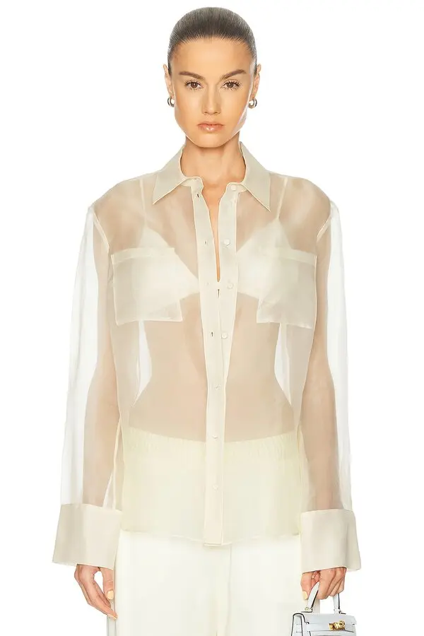 SEROYA Estella Silk Shirt - Eggshell