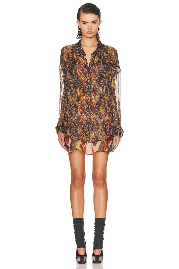 R13 Tank Dress With Attached Shawl