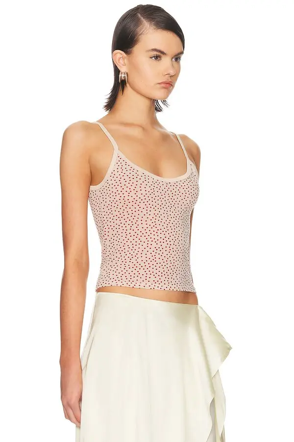 R13 Polka Dot Cami Top - Red Mini Polka Dot On Tan