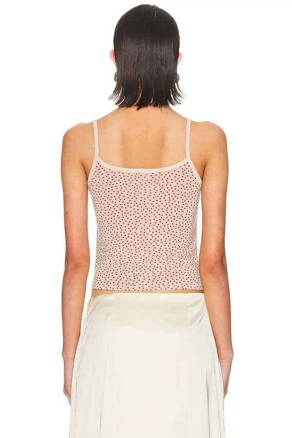 R13 Polka Dot Cami Top - Red Mini Polka Dot On Tan