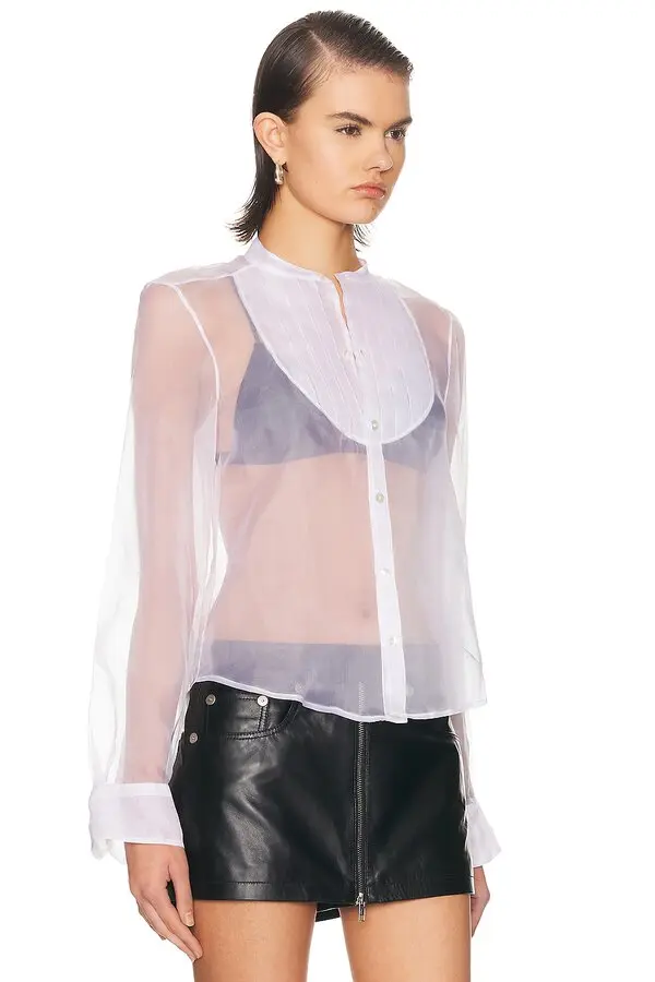 R13 Pleated Silk Tuxedo Shirt