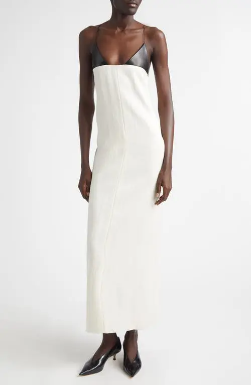 Brandon Maxwell The Bridges Wool & Silk Column Dress - Cream/black