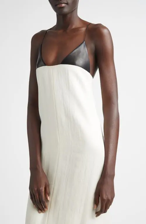 Brandon Maxwell The Bridges Wool & Silk Column Dress - Cream/black