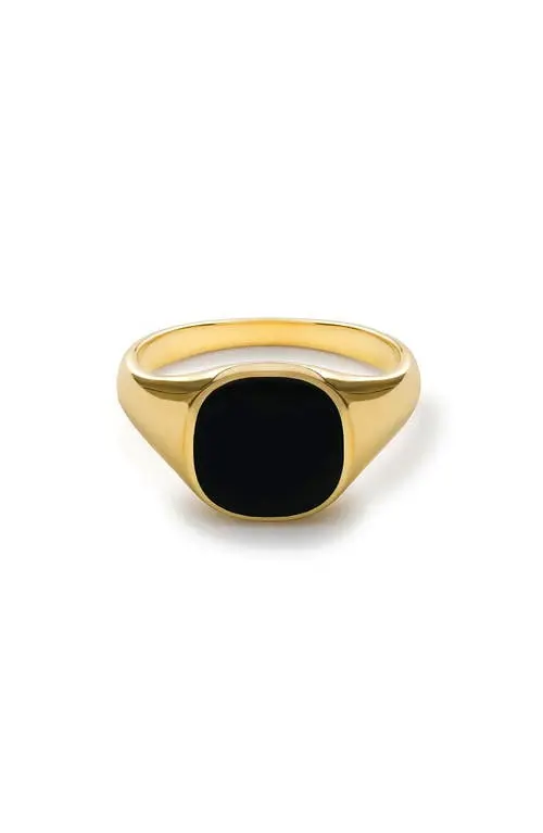 Miansai Olympus Enamel Signet Ring - Gold Vermeil Black