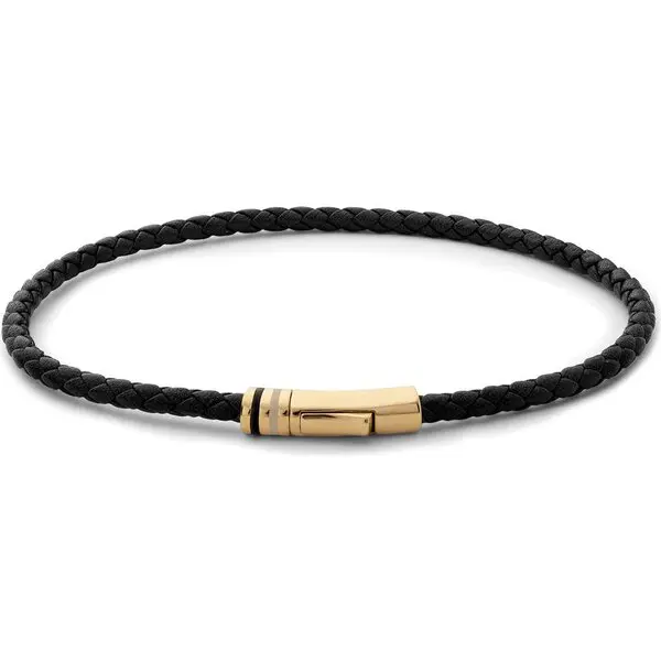 Miansai Juno Braided Leather Rope Bracelet - Gold Vermeil Black