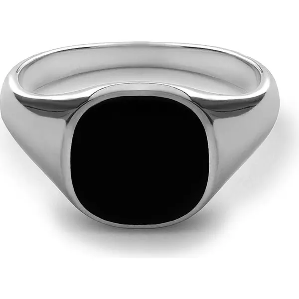 Miansai Olympus Enamel Signet Ring - Silver/polished Black