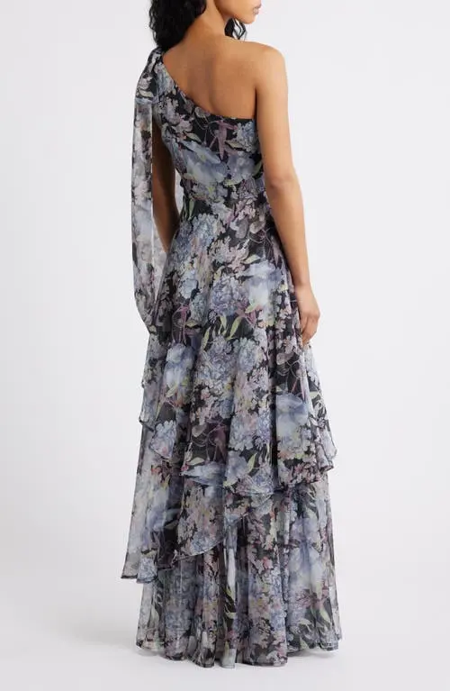 Lulus Amara Floral One-shoulder Gown
