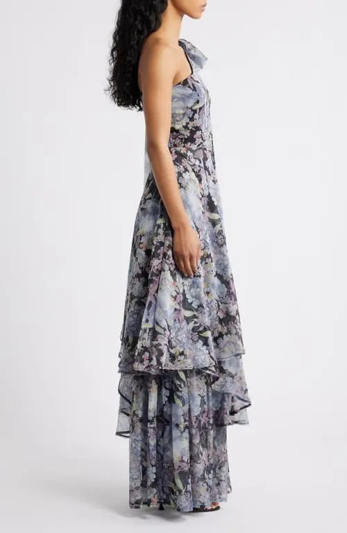 Lulus Amara Floral One-shoulder Gown