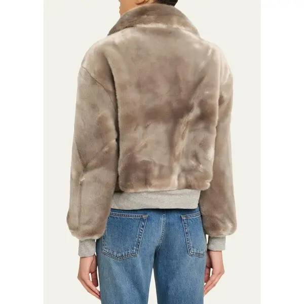 FAZ Faux-fur Bomber Jacket With Velour Trim