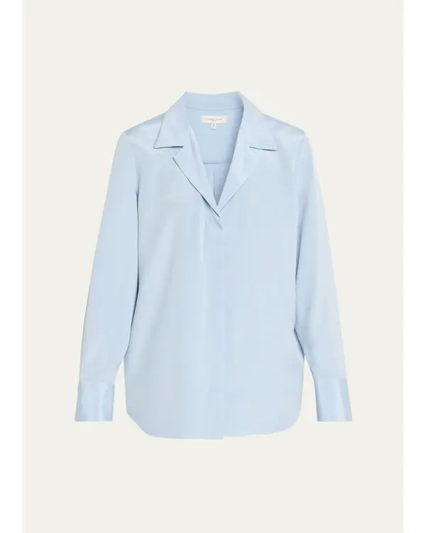 Lafayette 148 New York Pleated Button-down Shirt - Cloud