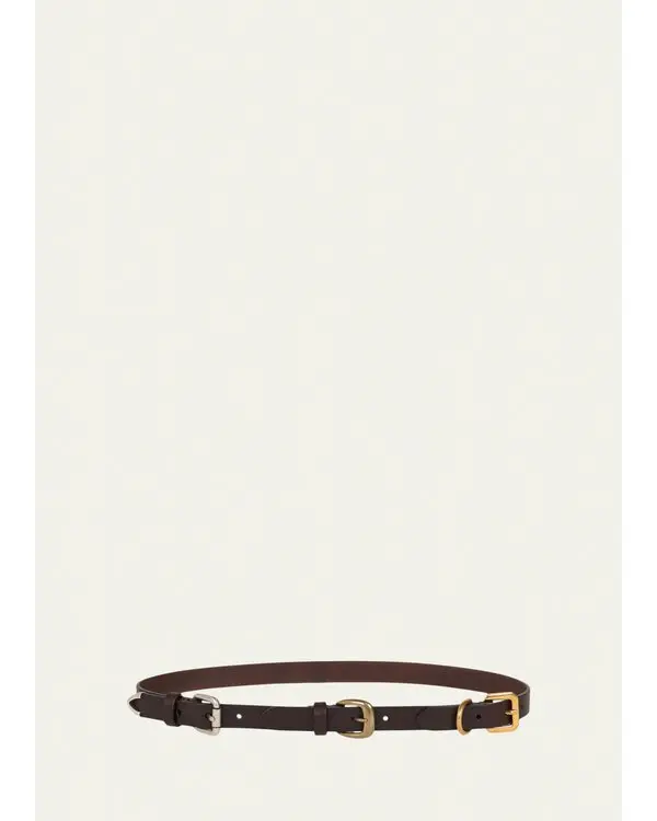 Etro Interchangeable Buckles Leather Belt - Medium Brown