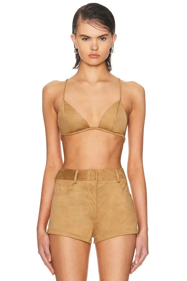 Norma Kamali No Tie Bralette Top - Camel