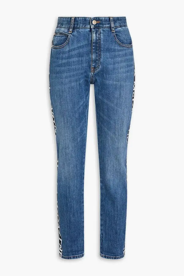 Stella McCartney Logo Jacquard-paneled Slim-leg Jeans