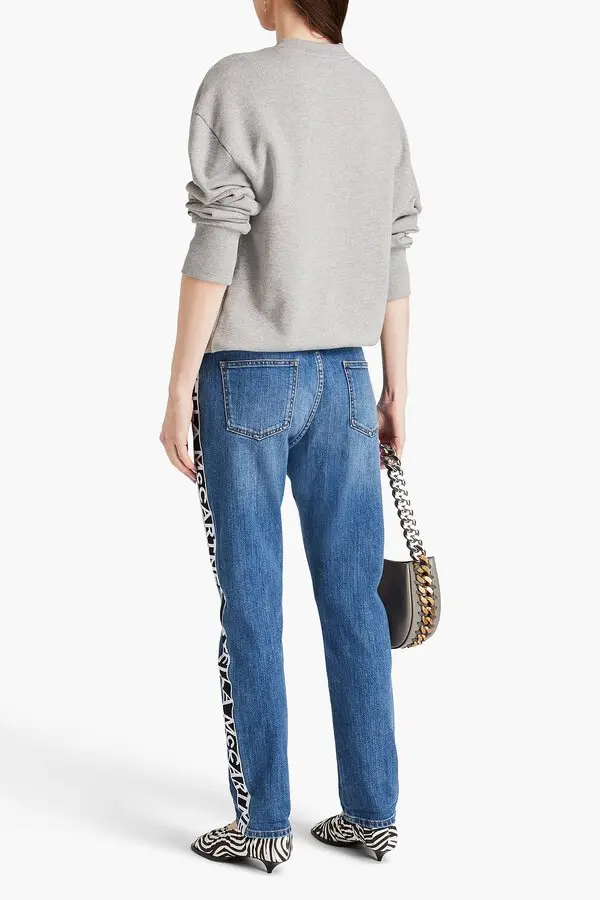 Stella McCartney Logo Jacquard-paneled Slim-leg Jeans