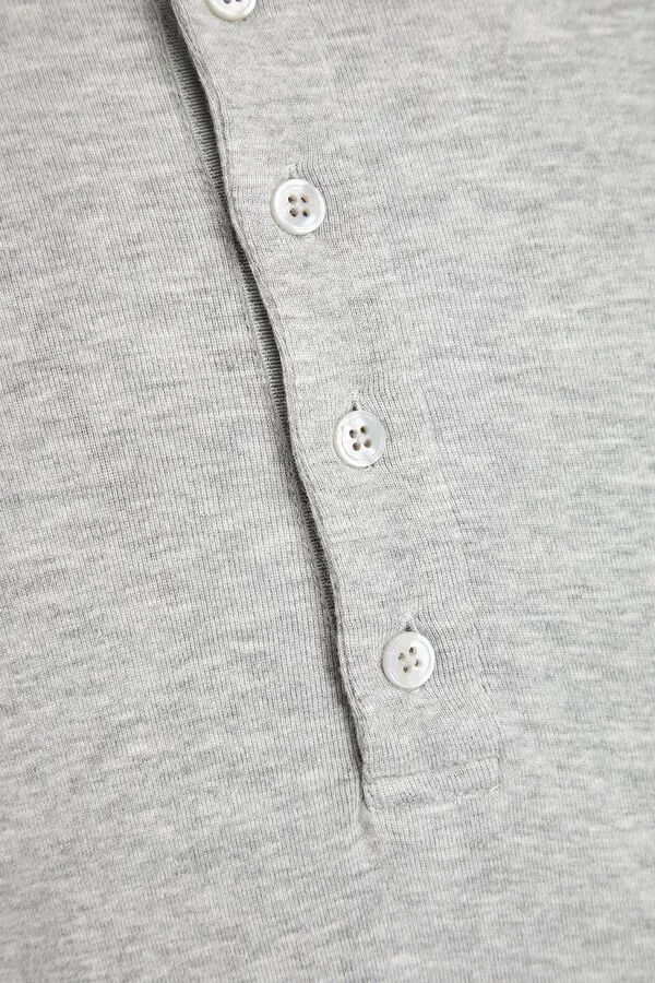 TOM FORD Cotton And Modalblend Jersey Henley Tshirt - Light Gray