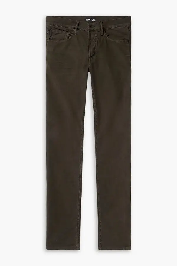 TOM FORD Slim-fit Cotton-blend Trousers - Brown