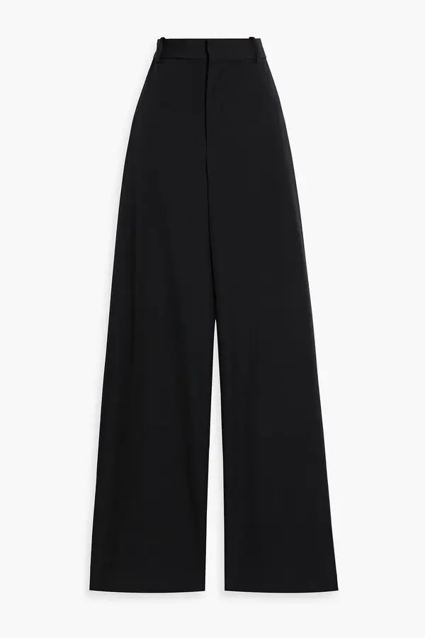Balmain Grain De Poudre Wool Wide-leg Pants - Black