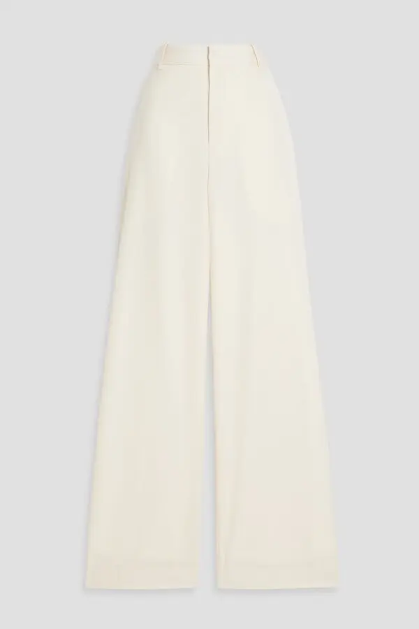 Balmain Grain De Poudre Wool Wide-leg Pants - Ivory
