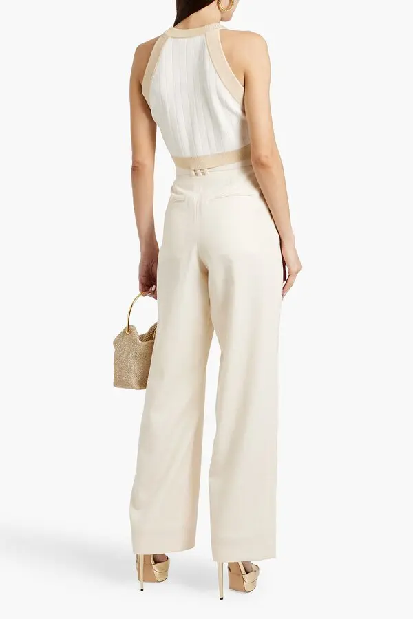 Balmain Grain De Poudre Wool Wide-leg Pants