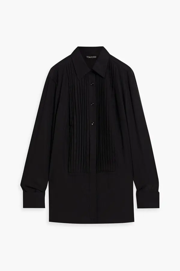TOM FORD Pintucked Lyocell And Silk-blend Shirt