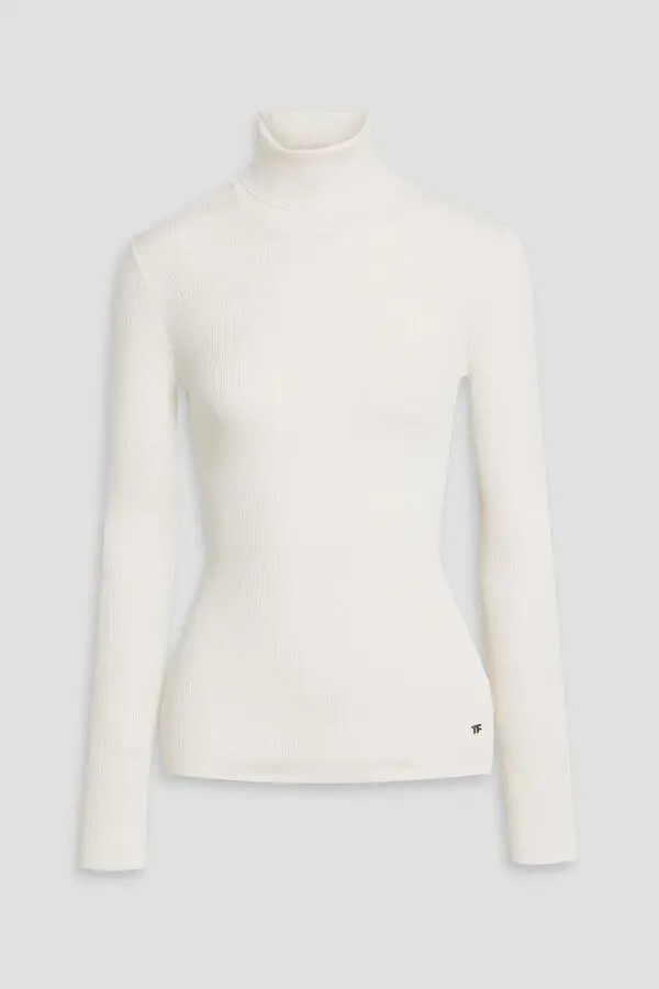 TOM FORD Ribbed Cashmere And Silk-blend Turtleneck Sweater - Ivory