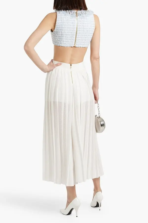 Balmain Pleated Jacquard-knit Culottes