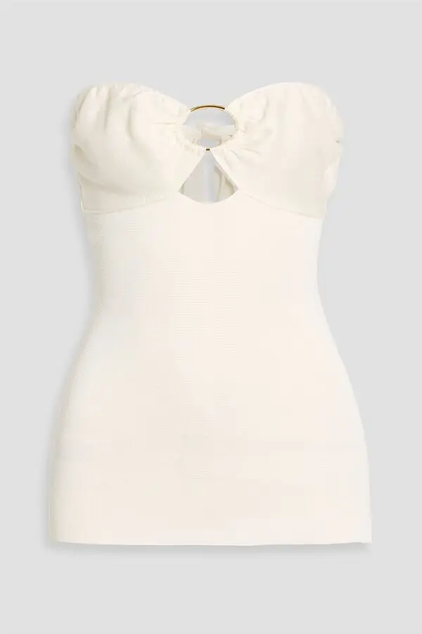 TOM FORD Strapless Cutout Embellished Knit Top - Ecru