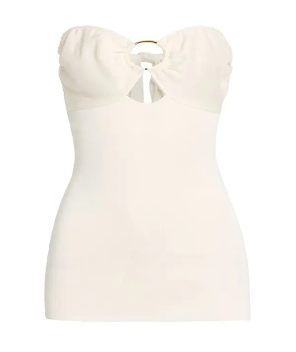 TOM FORD Strapless Embellished Stretch-knit Top - Ecru