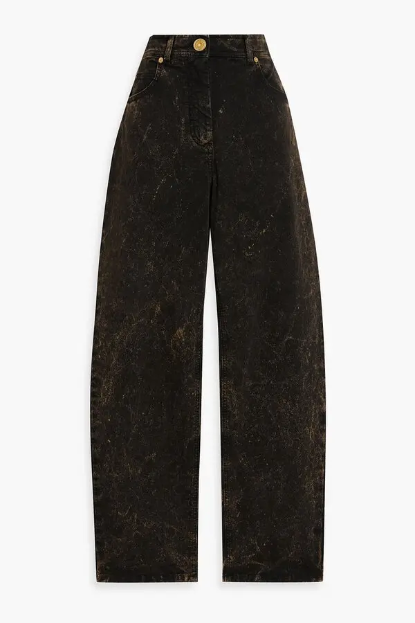 Balmain Acid-wash Cotton-blend Straight-leg Pants