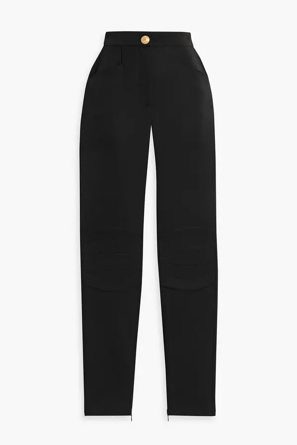 Balmain Quilted Grain De Poudre Wool-blend Slim-leg Pants
