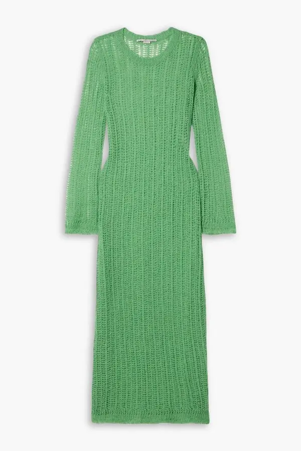 Stella McCartney Open-knit Alpaca-blend Midi Dress
