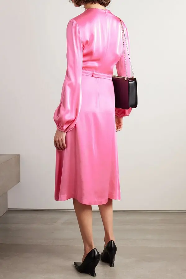 Stella McCartney Draped Duchess-satin Midi Dress - Bubblegum