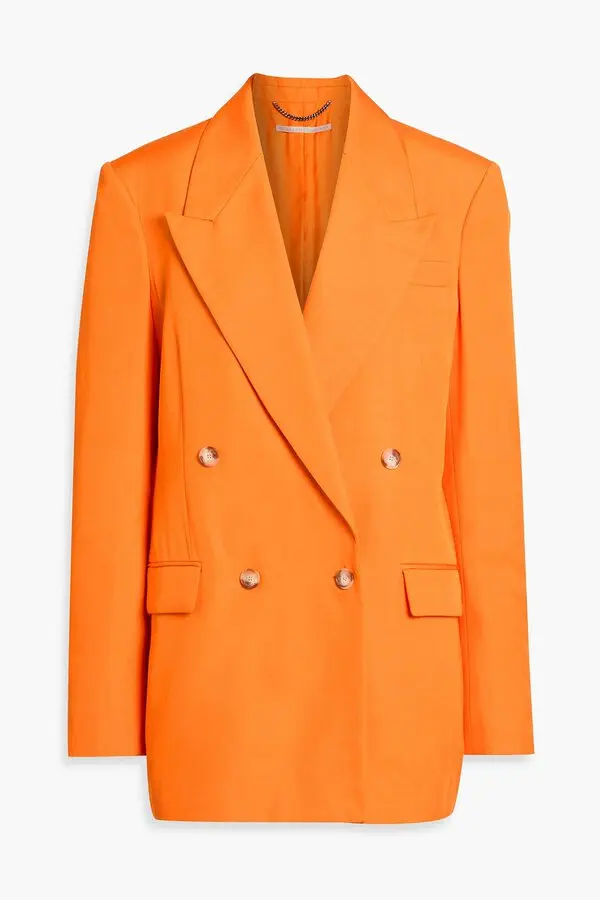 Stella McCartney Double-breasted Slub Woven Blazer - Bright Orange