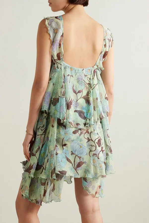 Stella McCartney Ruffled Floral-print Halterneck Mini Dress
