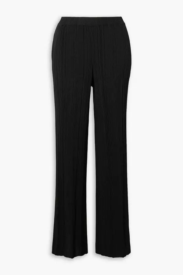 Stella McCartney Plissé Knit Straight-leg Pants - Black