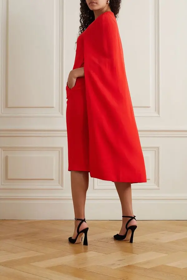 Stella McCartney Cape-effect Crepe Midi Dress - Red