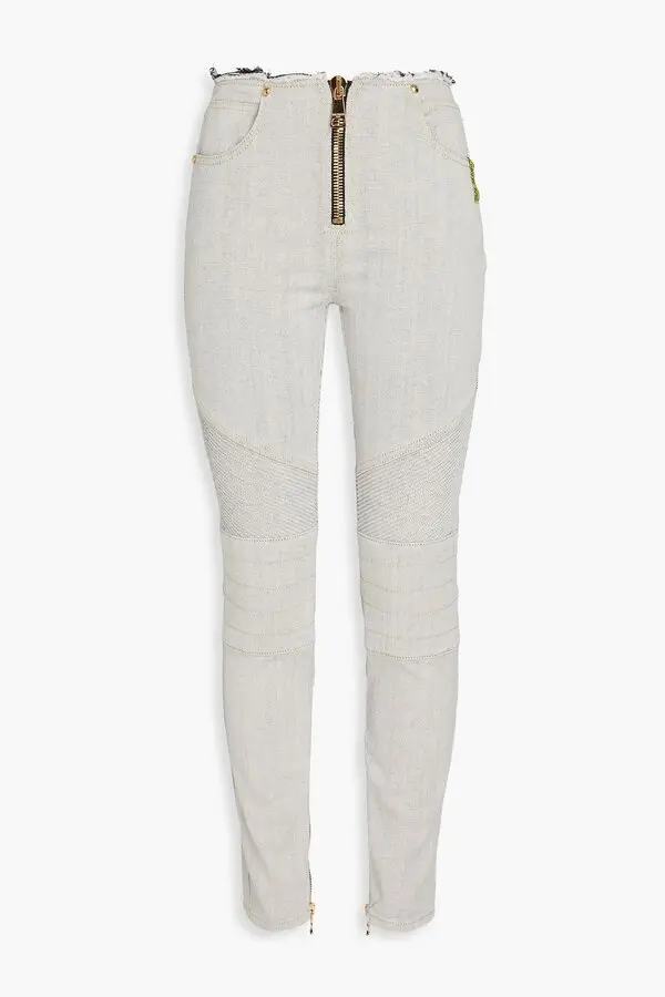Balmain Studded High-rise Slim-leg Jeans